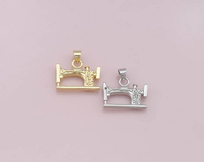 Gold Sewing Machine Pendant,18k Gold Filled Sewing Machine Charm,sewing ...