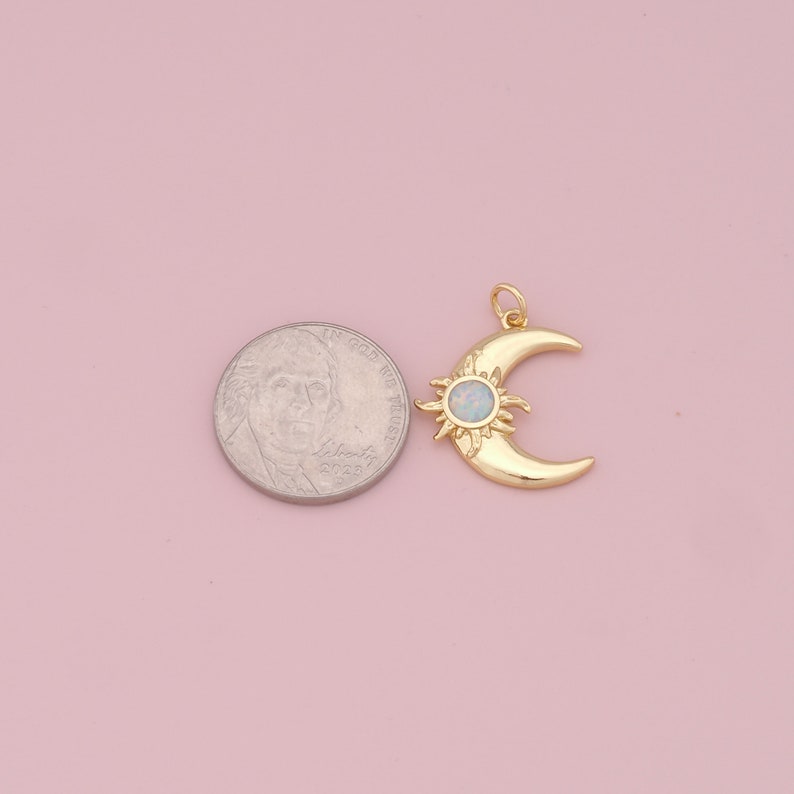 Gold Moon Charms,18k Gold Filled CZ Moon Pendant,celestial Charm ...