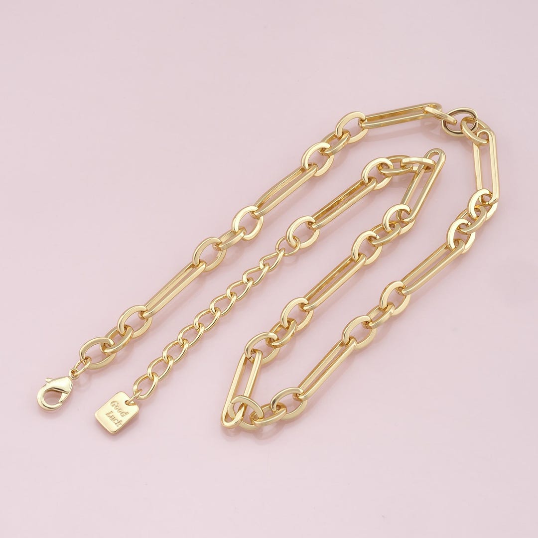 Gold Paper Clip Chain,18k Gold Filled Rectangle for Necklace Bracelet ...