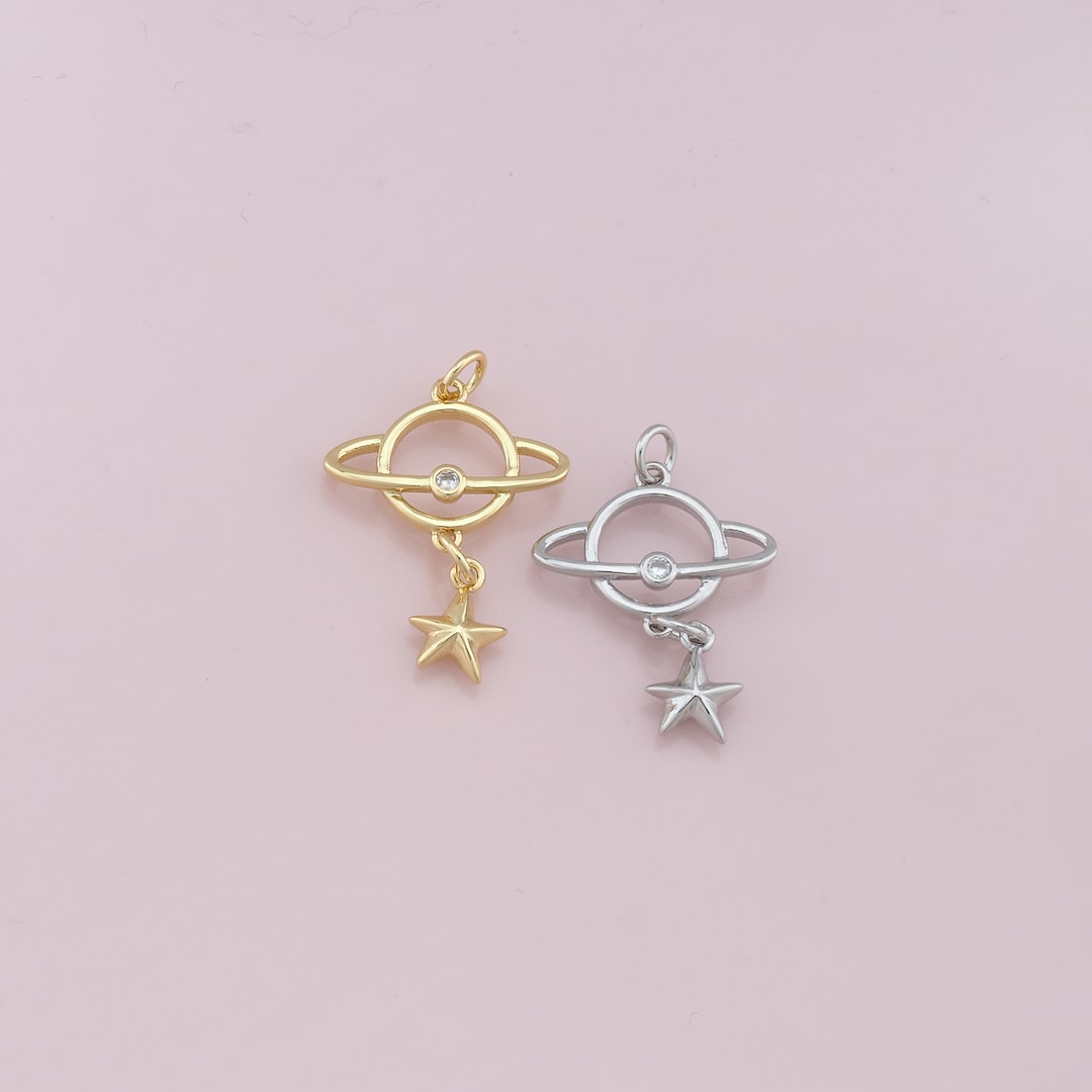 Gold Saturn Charms,18k Gold Filled Saturn Pendant,silver Celestial ...