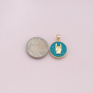 Gold Gesture Charms,18k Gold Filled Round Coin Hand Pendant,hand Charm ...