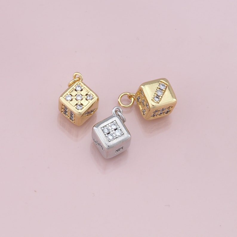 18K Gold Filled Dice Pendant,dice Charms Bracelet Necklace for DIY ...