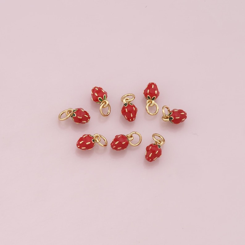 18K Gold Filled Tiny Strawberry Pendant,fruit Charm Bracelet Necklace ...