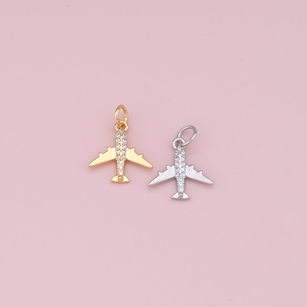 18K Gold Filled Airplane Pendant,airplane Charm Bracelet Necklace for ...