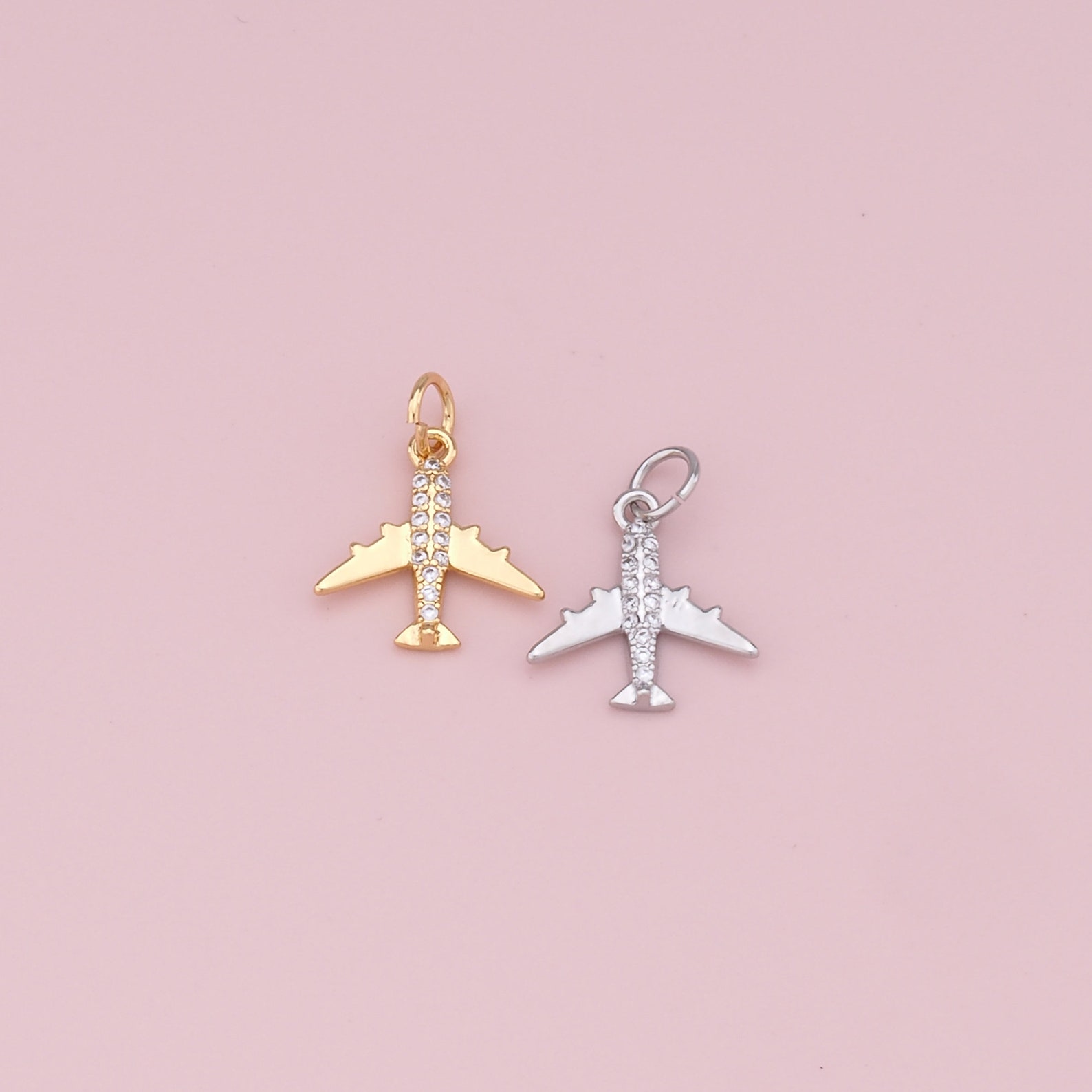 18K Gold Filled Airplane Pendant,airplane Charm Bracelet Necklace for ...