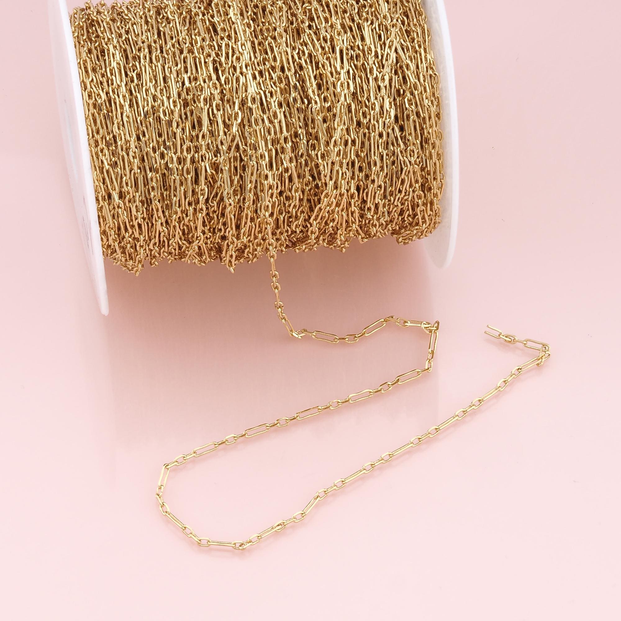 Gold Oval Chain,18k Gold Filled Rectangle Chain for Necklace Bracelet ...