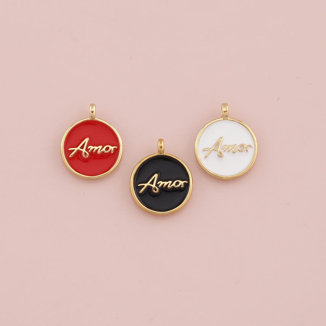 18K Gold Filled Amor Pendant,enamel Amor Charm Bracelet Necklace for ...