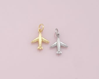 Gold Airplane Charms,18k Gold Filled Airplane Pendant,airplane Charm ...