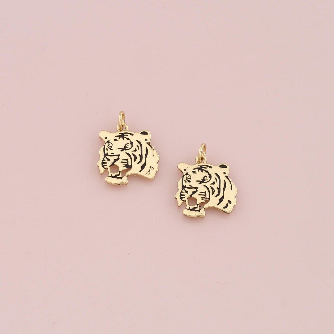 18K Gold Filled Tiger Pendant,dainty Wild Animals Charm Bracelet ...