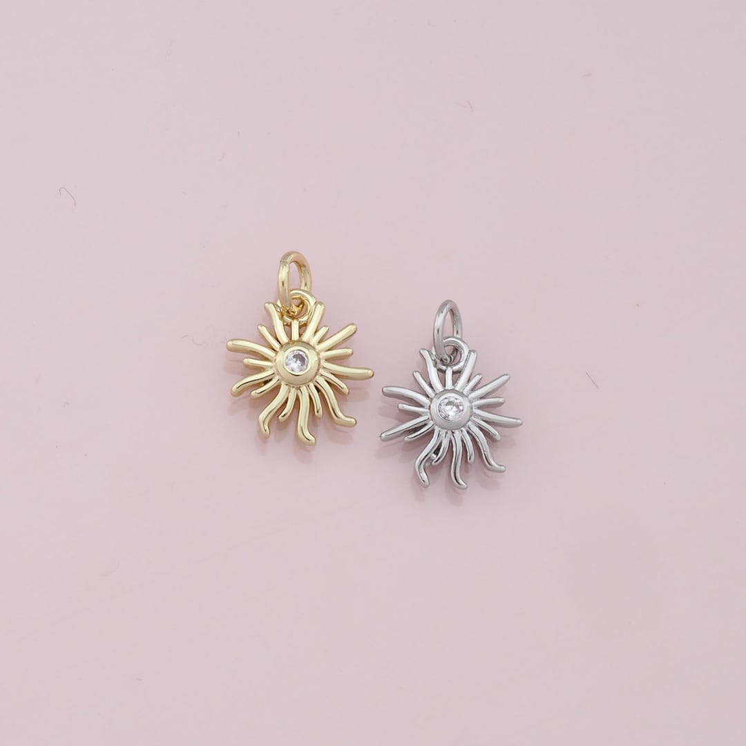 18K Gold Filled Sun Pendant,dainty Sun Charm Bracelet Necklace for DIY ...
