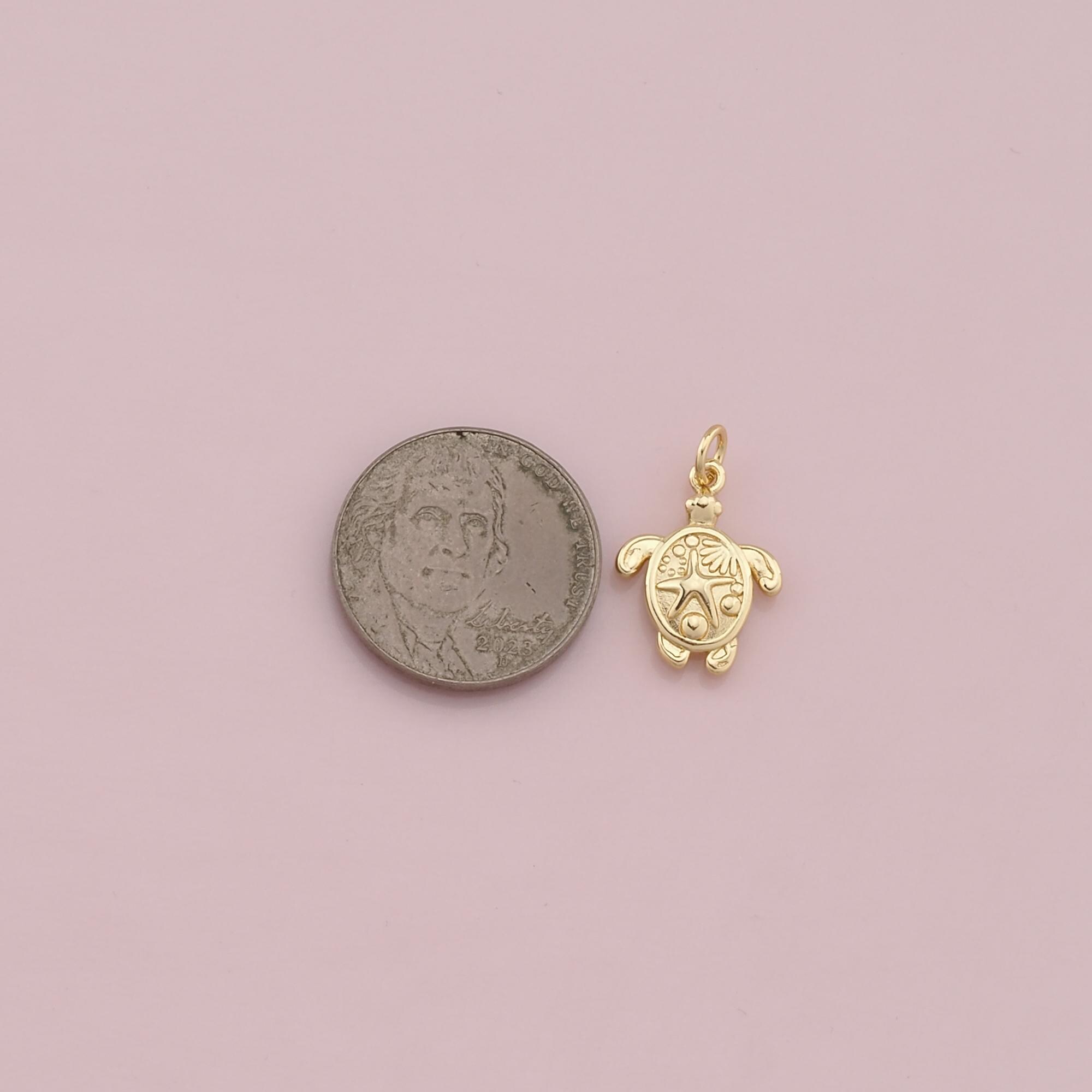 18K Gold Filled Turtle Pendant,dainty Turtle Charm Bracelet Necklace ...