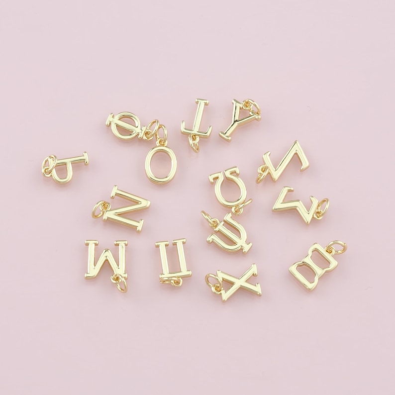 Gold Letter Charms,18k Gold Filled Greek Alphabet Letter Pendant,pearl ...