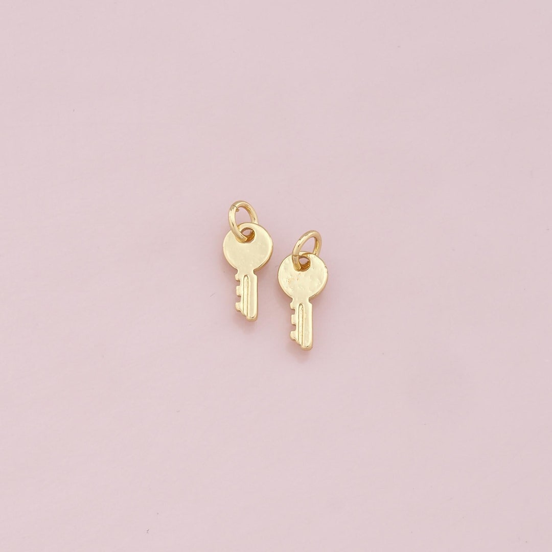 18K Gold Filled Key Pendant,dainty Key Charm Bracelet Necklace for DIY ...