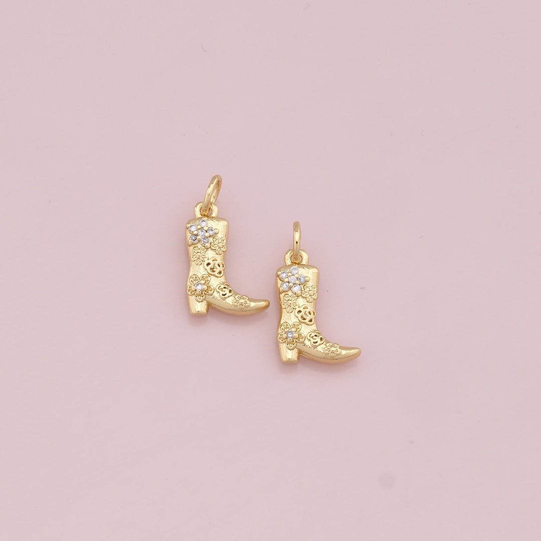 18K Gold Filled Boots Pendant,cowboy Boots Charm Bracelet Necklace for ...