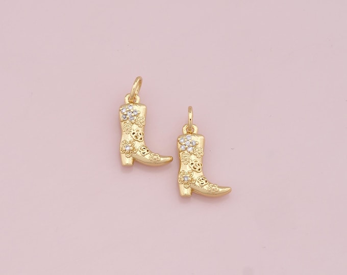 Gold Cowboy Boots Charms,18k Gold Filled Boots Pendant,boots Charm ...