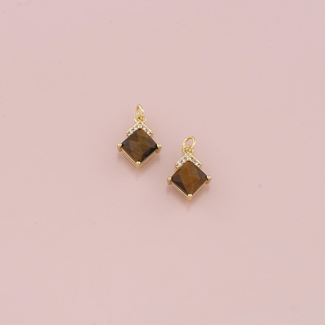 18K Gold Filled Rhombus Gem Pendant,gem Charm Bracelet Necklace for DIY ...