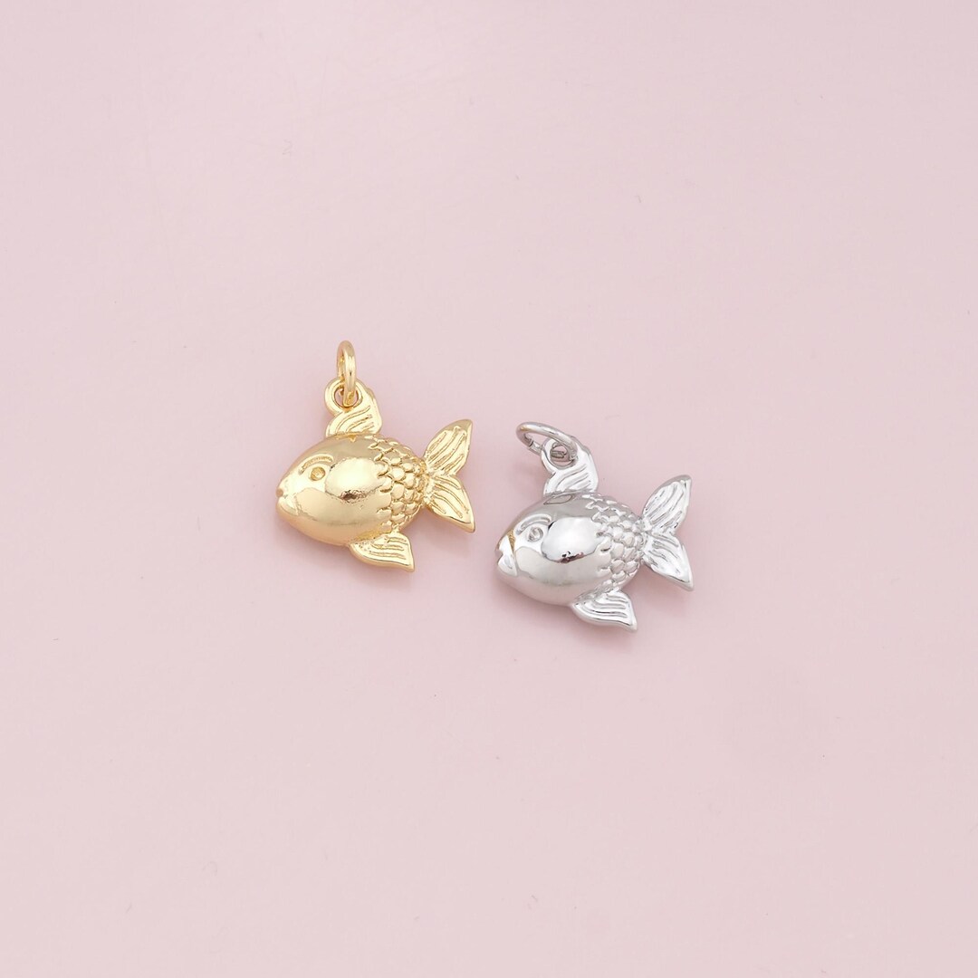 18K Gold Filled Fish Pendant,cute Fish Charm Bracelet Necklace for DIY ...