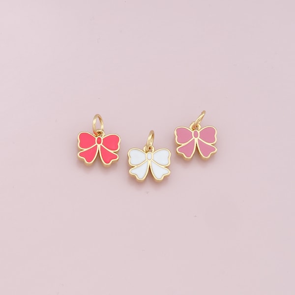 Gold Bow Charms,18k Gold Filled Enamel Bow Pendant,bow Tie Charm ...