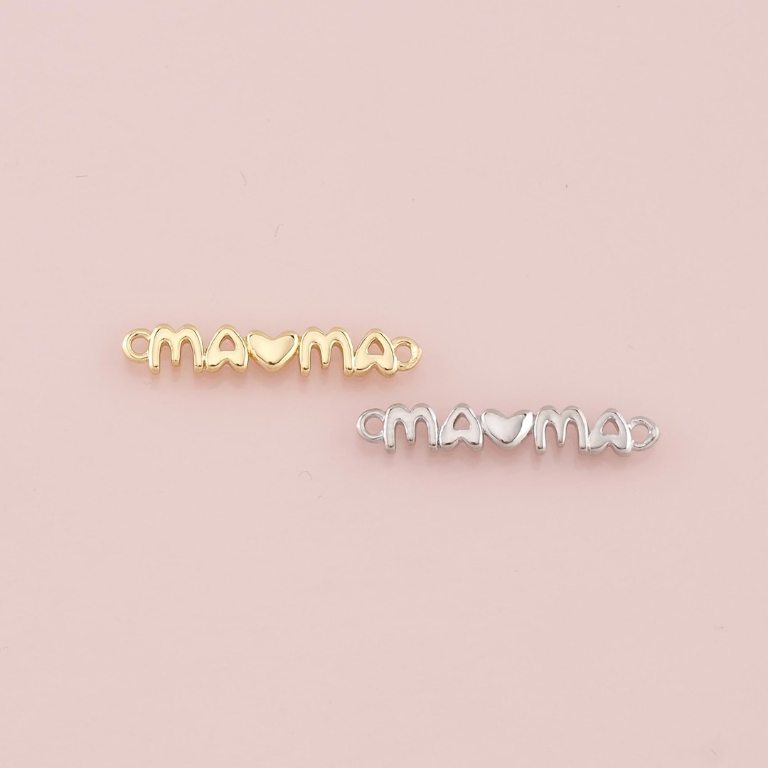 18K Gold Fille Mama Connector,mama Charm Bracelet Necklace for DIY ...