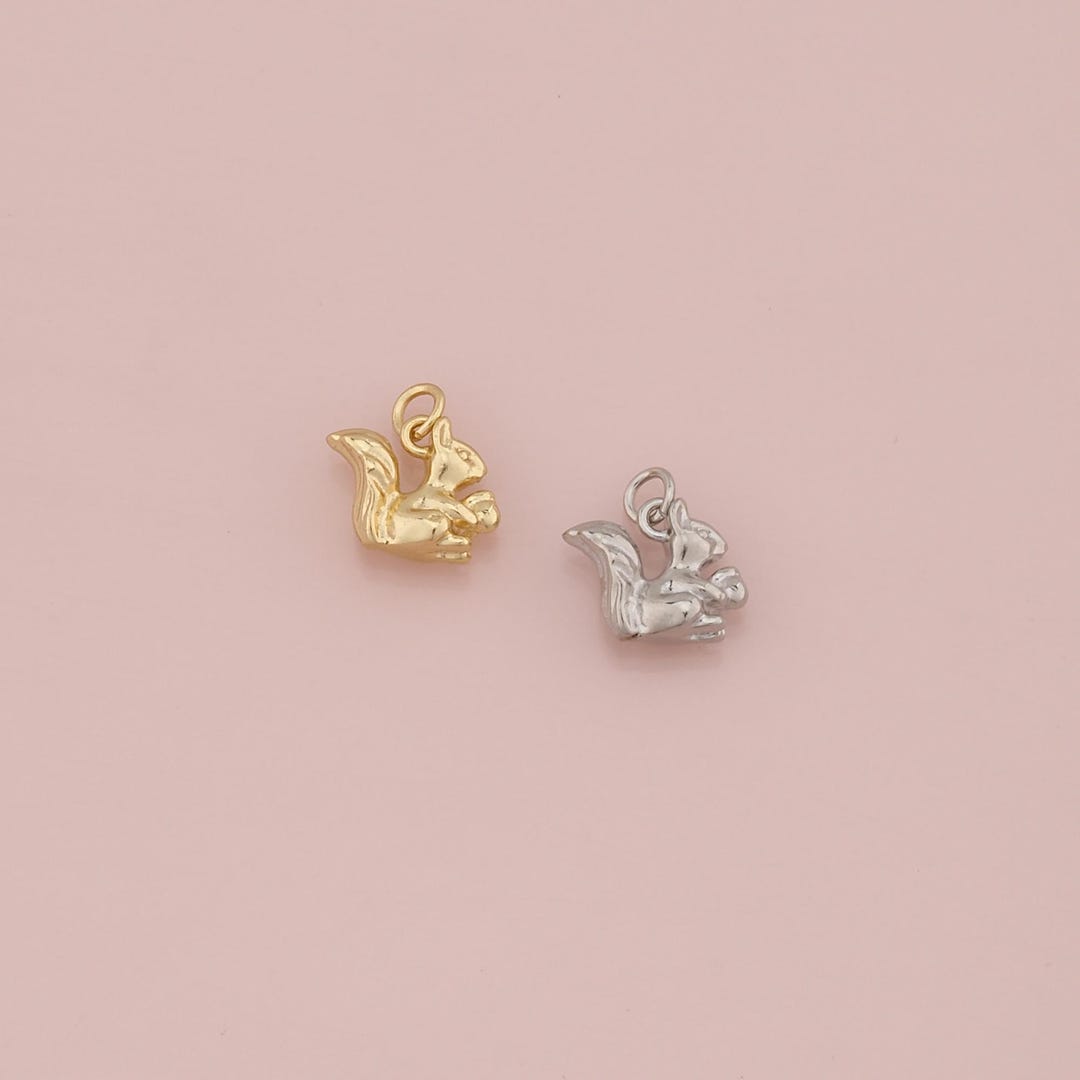 18K Gold Filled Squirrel Pendant,dainty Animal Charm Bracelet Necklace ...