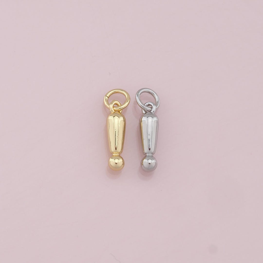 18K Gold Filled Exclamation Mark Pendant,mark Charm Bracelet Necklace ...