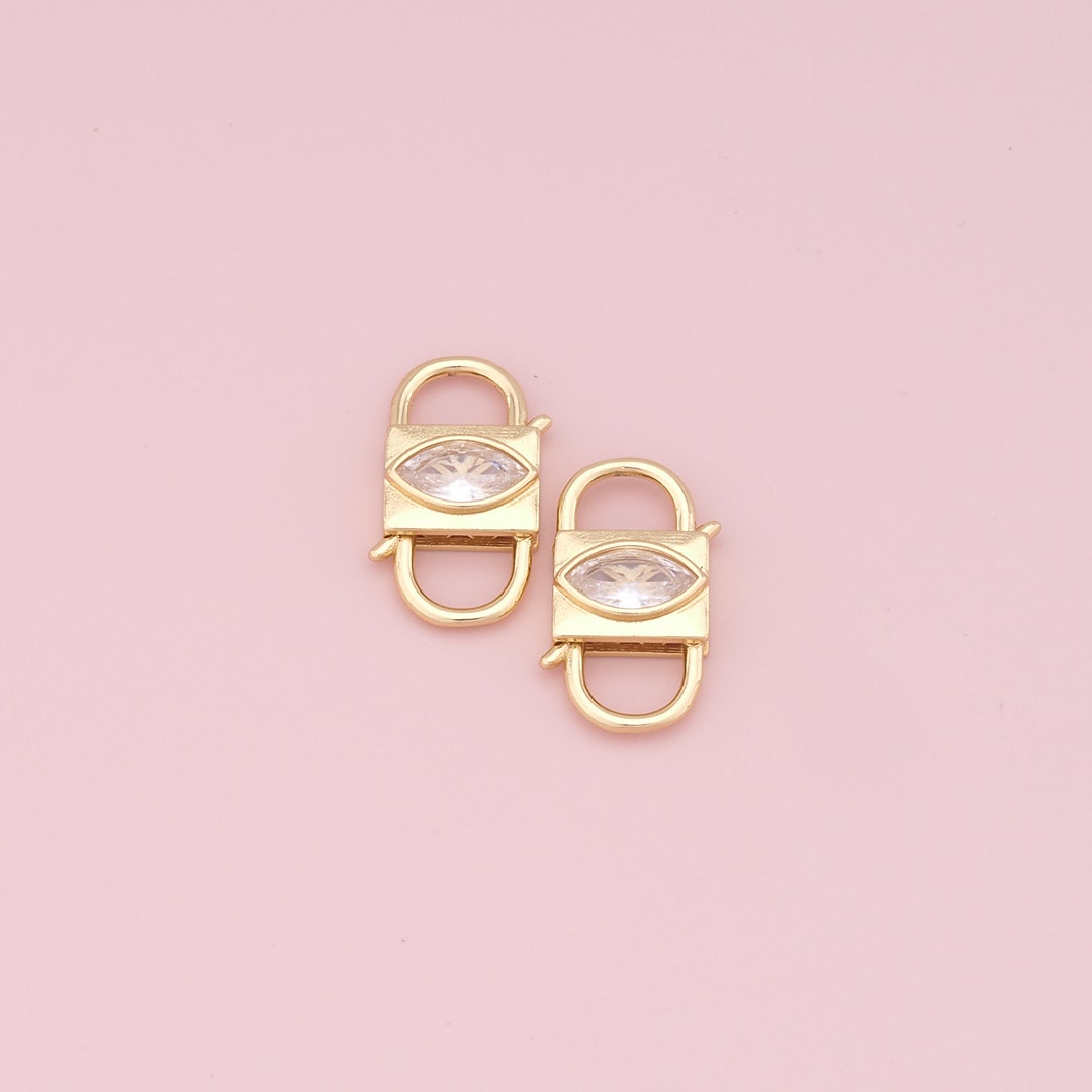 18K Gold Filled Carabiner Clasps,spring Push Clasp,interlocking Oval ...