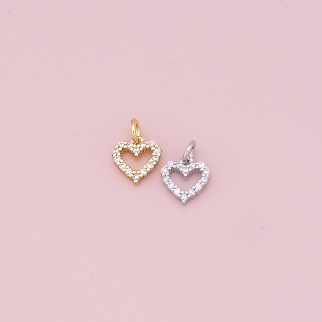 Gold Tiny Heart Charms,18k Gold Filled Heart Pendant,cz Micro Pave ...