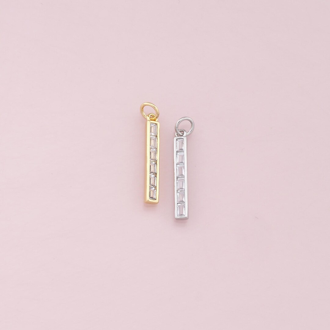 18K Gold Filled Bar Pendant,dainty Strip Charm Bracelet Necklace for ...