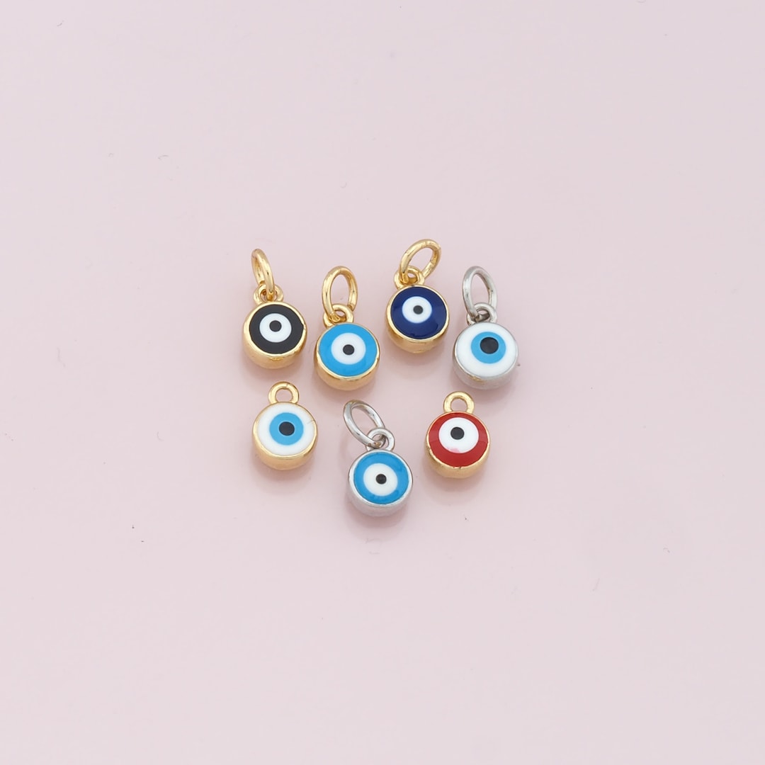 Gold Tiny Evil Eye Charms,18k Gold Filled Round Evil Eye Pendant,evil ...