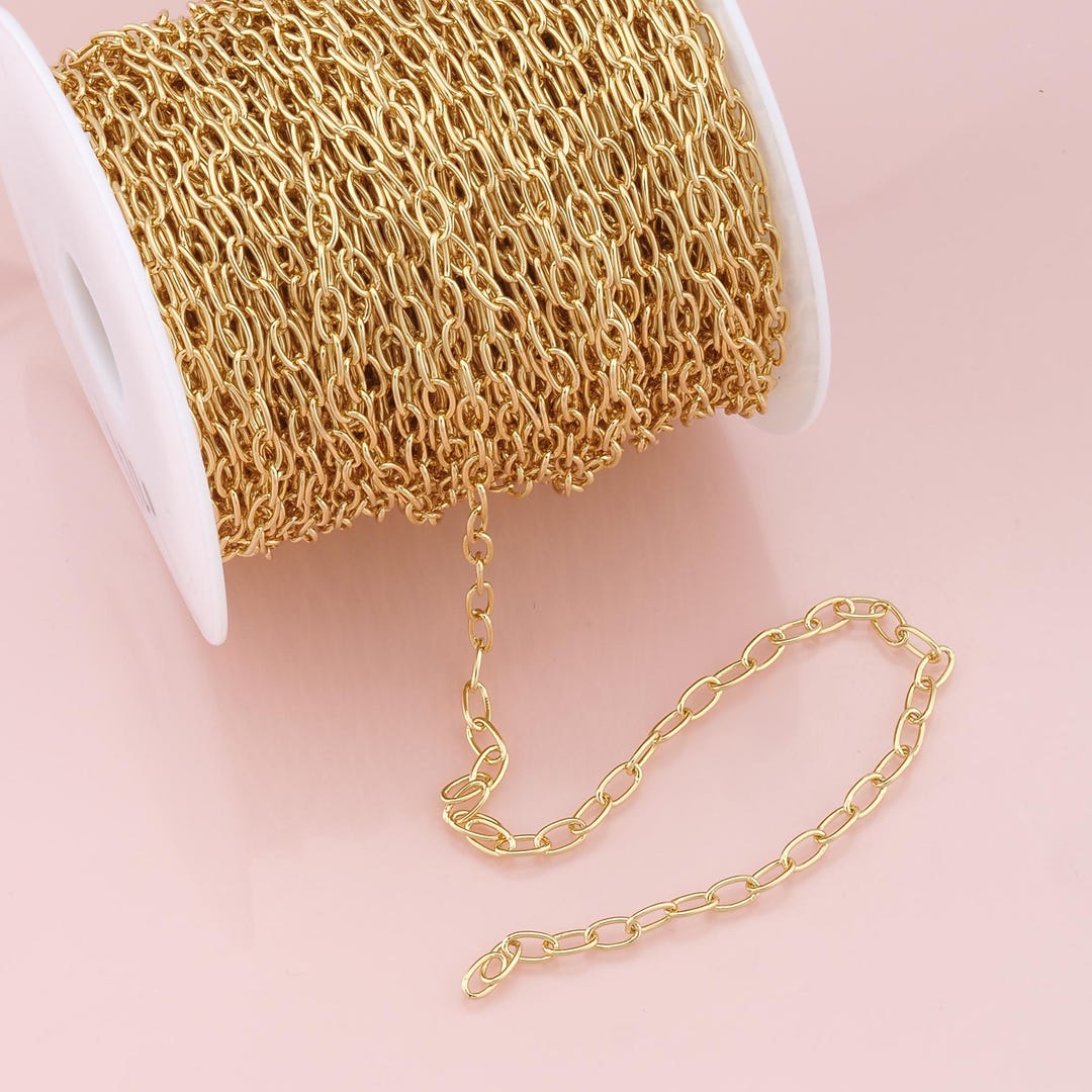 Gold Oval Chain,18k Gold Filled Rectangle Chain for Necklace Bracelet ...