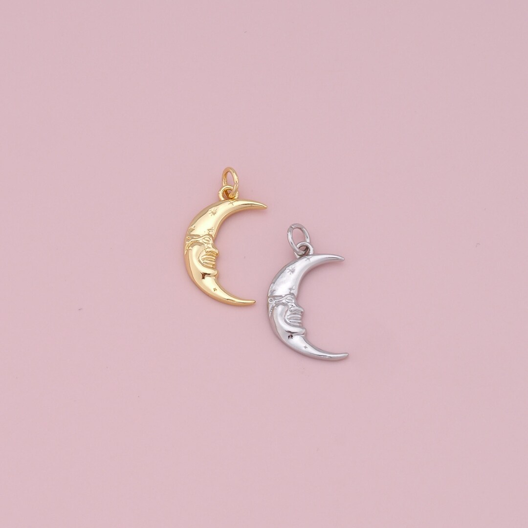 Gold Moon Charms,18k Gold Filled Moon Pendant,moon Charm Bracelet ...