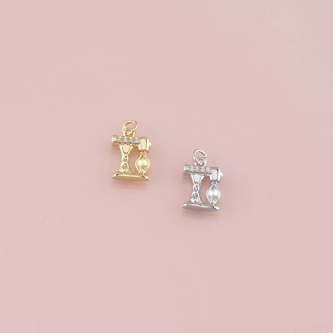 18K Gold Filled CZ Sewing Machine Pendant,sewing Machine Charm Bracelet ...