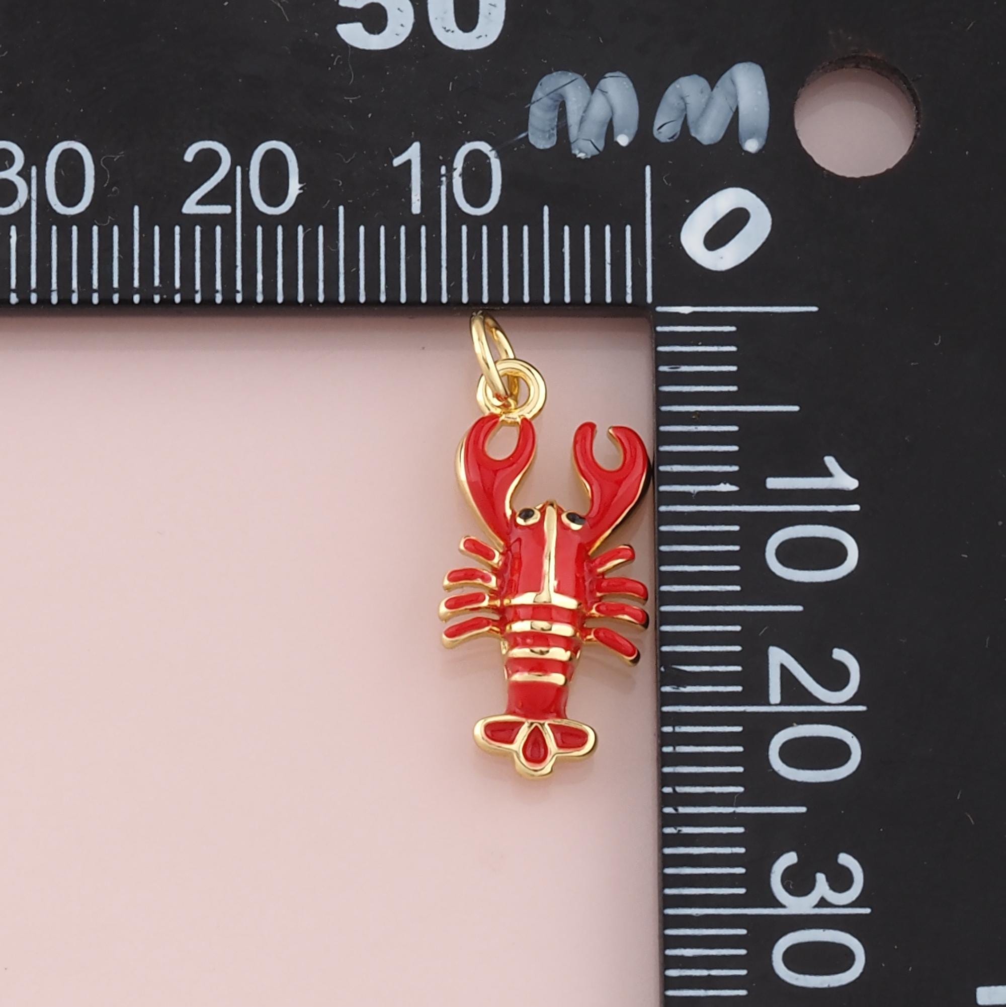 18K Gold Filled Lobster Pendant,enamel Lobster Charm Bracelet Necklace ...