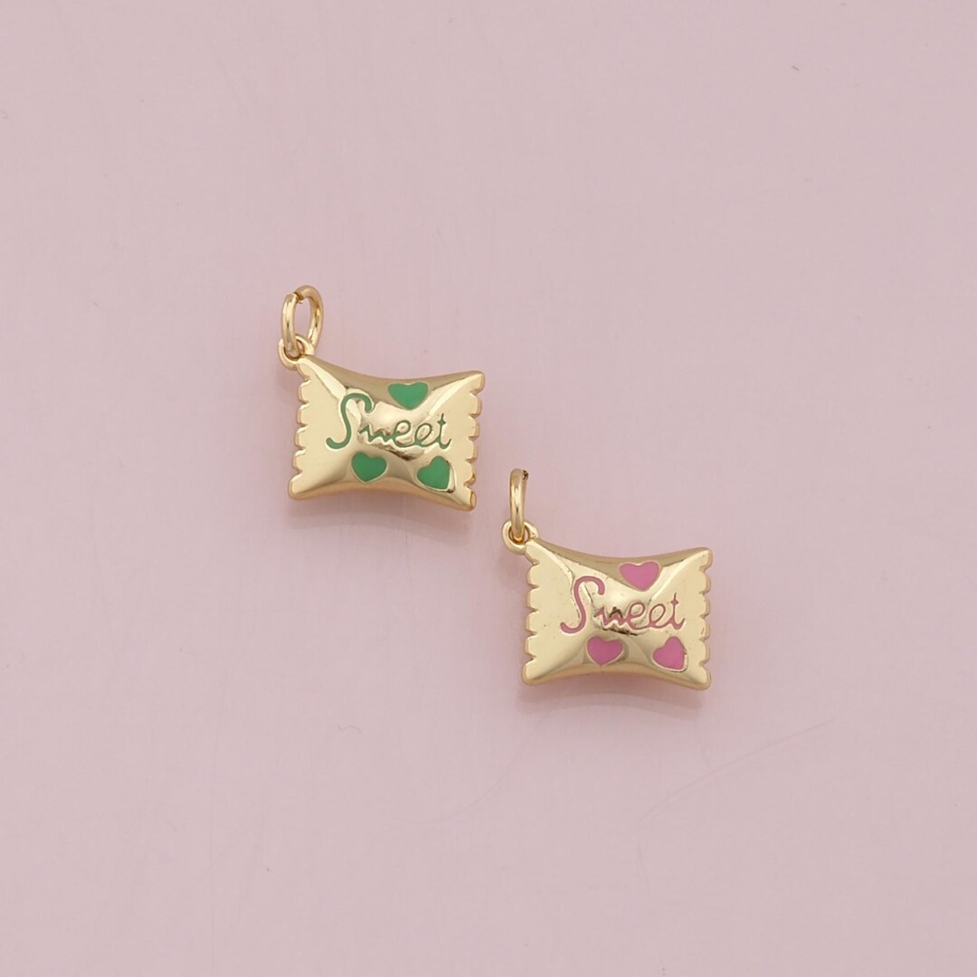 18K Gold Filled Candy Pendant,dainty Candy Sweet Charm Bracelet ...