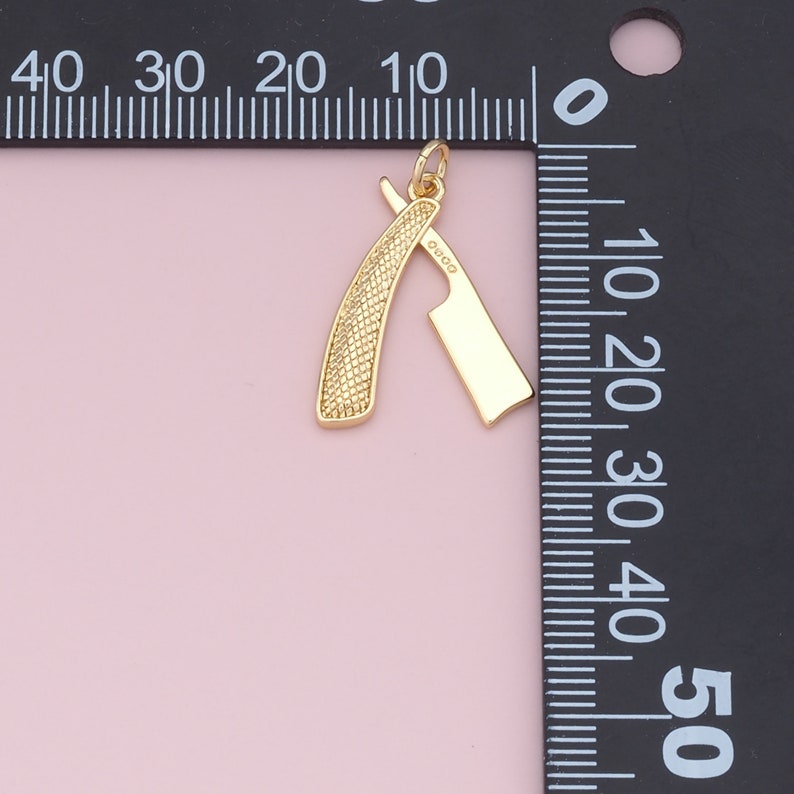 18K Gold Filled Barber Pendant,dainty Razor Charm Bracelet Necklace for ...