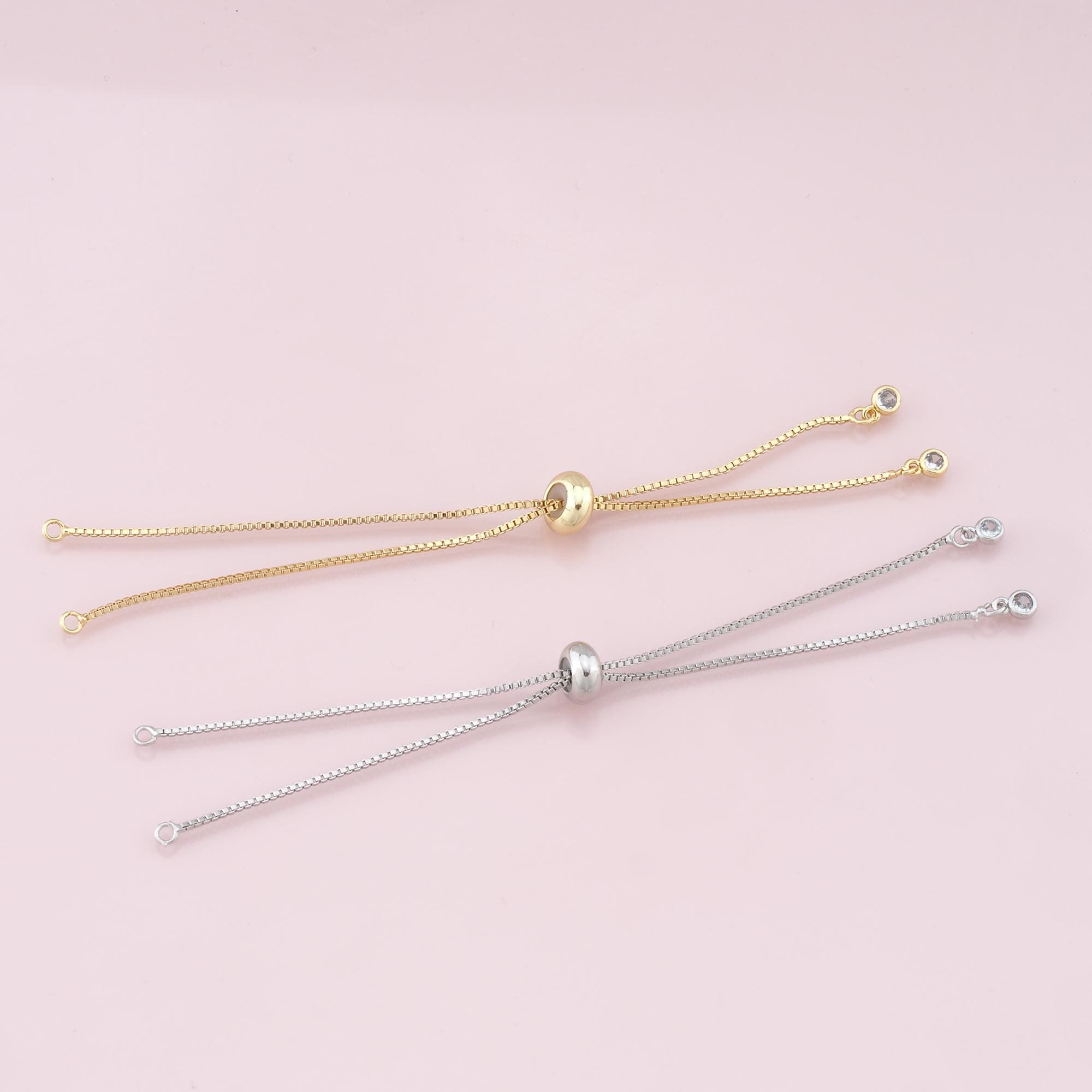 Gold Adjustable Chain,18k Gold Filled Slider Bracelet,half-finished ...