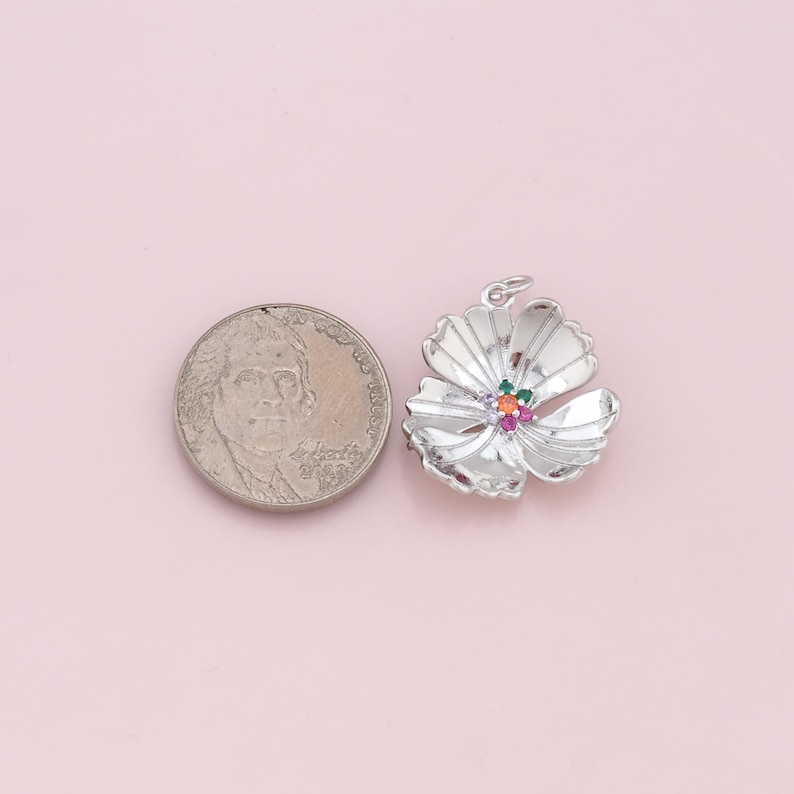 18K Gold Filled Flower Pendant,silver Flower Charm Bracelet Necklace ...