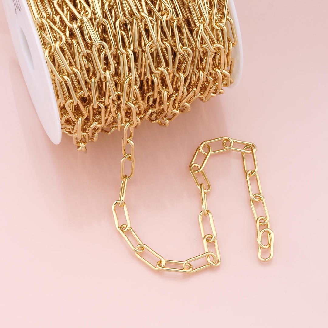 Gold Oval Chain,18k Gold Filled Rectangle Chain for Necklace Bracelet ...