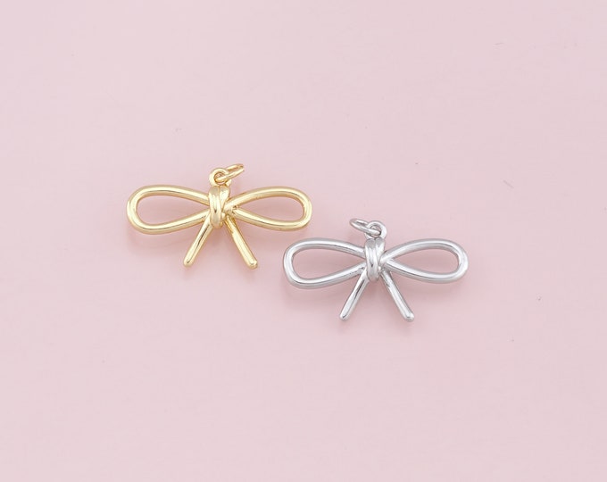 Gold Bow Charms,18k Gold Filled Enamel Bow Pendant,bow Tie Charm ...