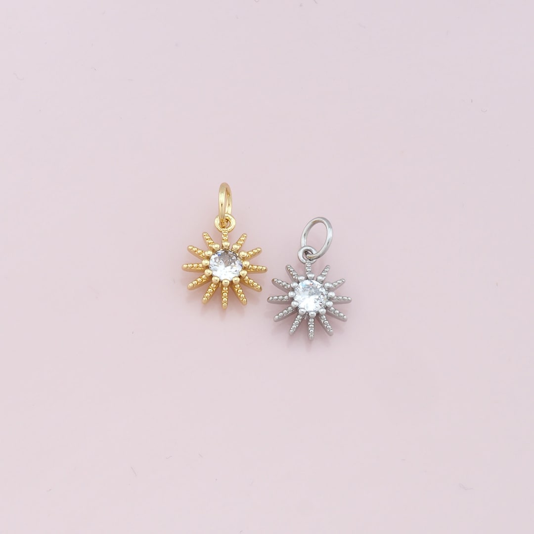 18K Gold Filled Tiny Sun Pendant,dainty Sun Charm Bracelet Necklace for ...
