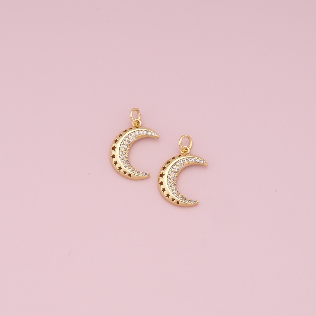 Gold Moon Charms,18k Gold Filled Moon Pendant,celestial Charm Bracelet ...