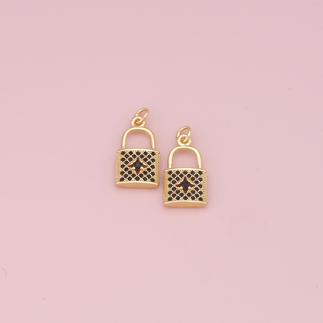 Gold Key Lock Charms,18k Gold Filled Key Pendant,star Lock Charm ...