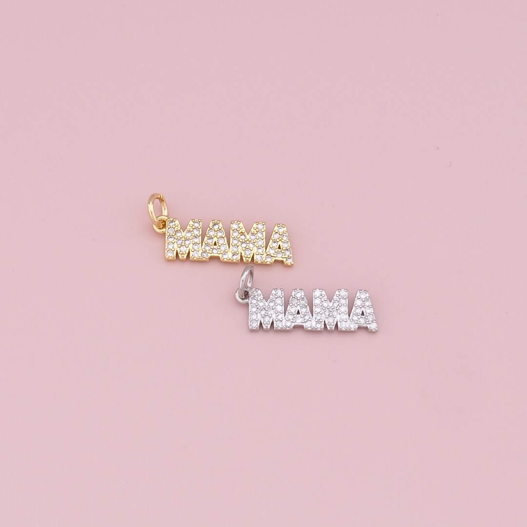Gold Letter Charms,18k Gold Fille Mama Pendant,cz Micro Pave Mama Charm ...