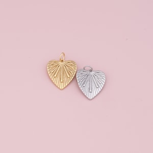 18K Gold Filled Heart Pendant,heart Charm Bracelet Necklace for DIY ...