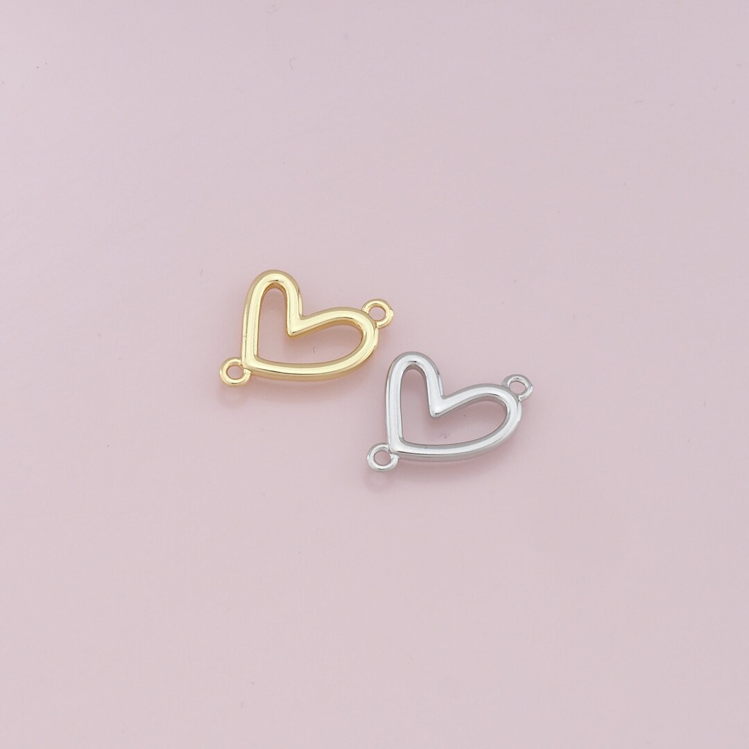 Heart Connector Charms,18k Gold Filled Heart Pendant,dainty Heart Charm ...