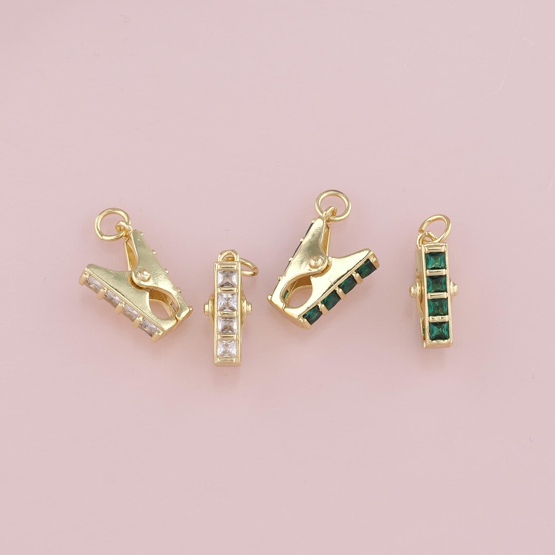 18K Gold Filled Clothespin Pendant,clip Charm Bracelet Necklace for DIY ...
