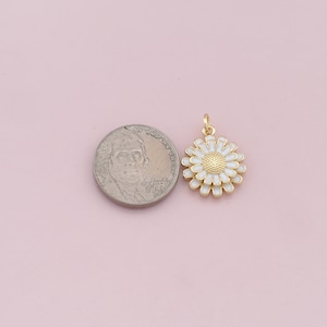 18K Gold Filled Daisy Pendant,enamel Daisy Charm Bracelet Necklace for ...