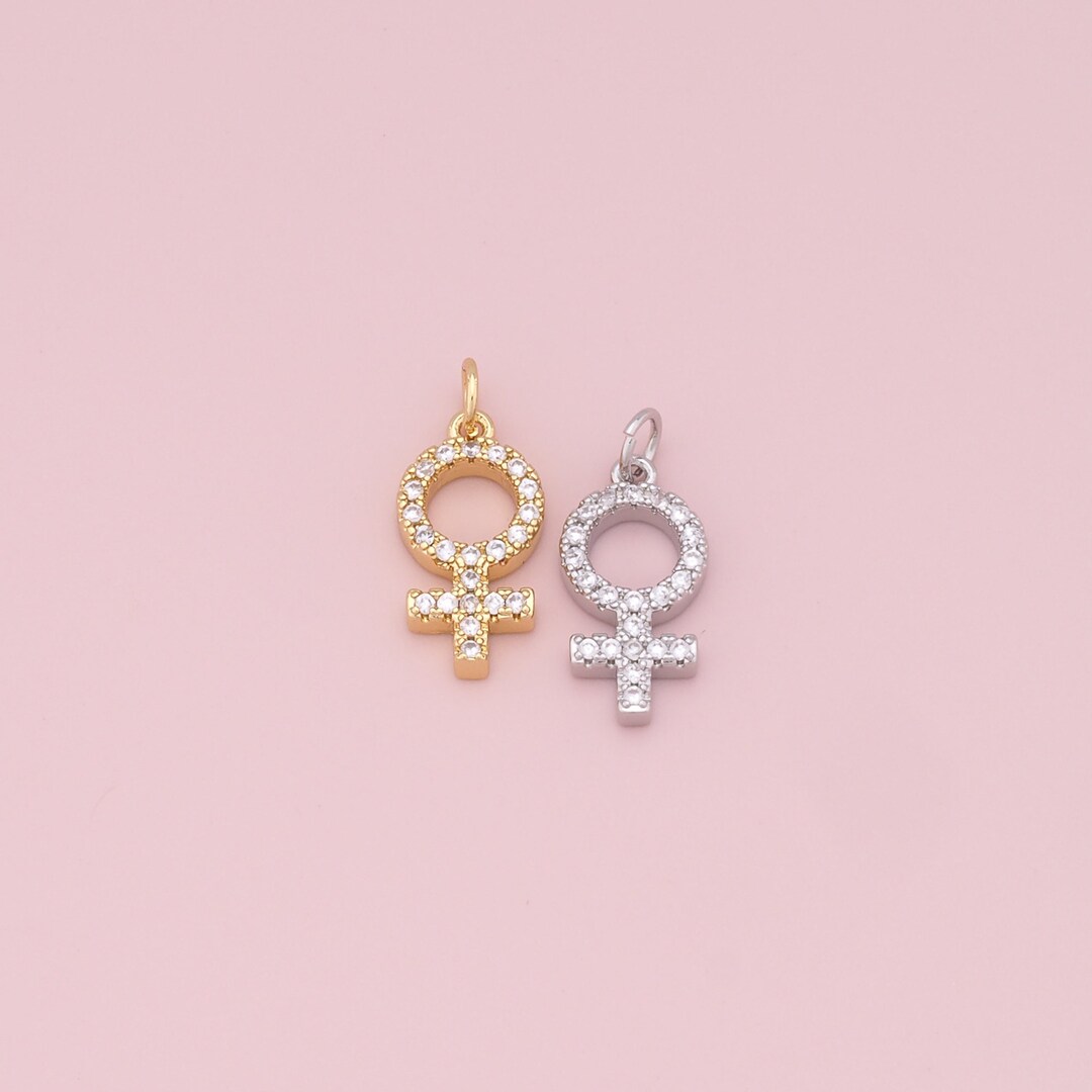 18K Gold Filled Female Symbol Pendant,cz Micro Pave Female Charm ...
