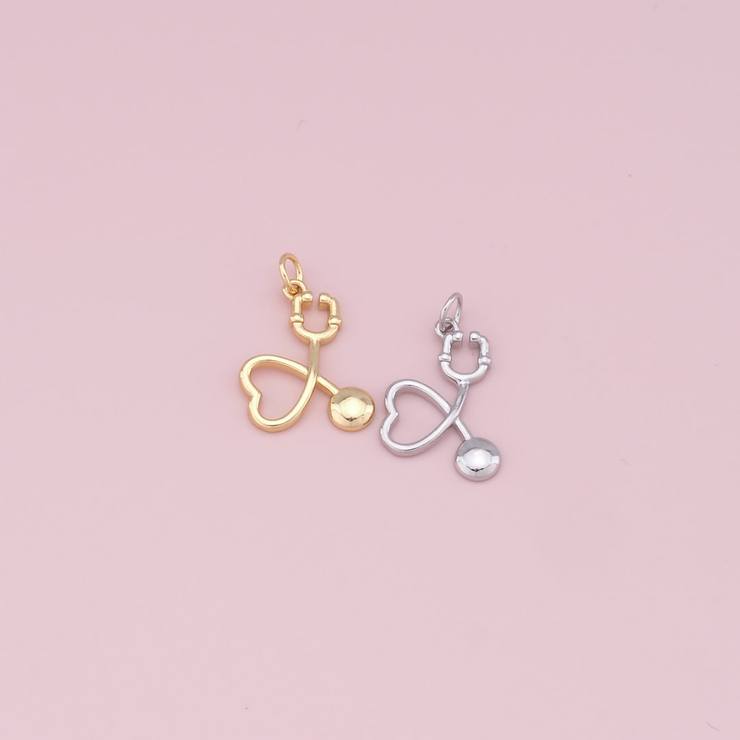 18K Gold Filled Stethoscope Pendant,stethoscope Charm Bracelet Necklace ...