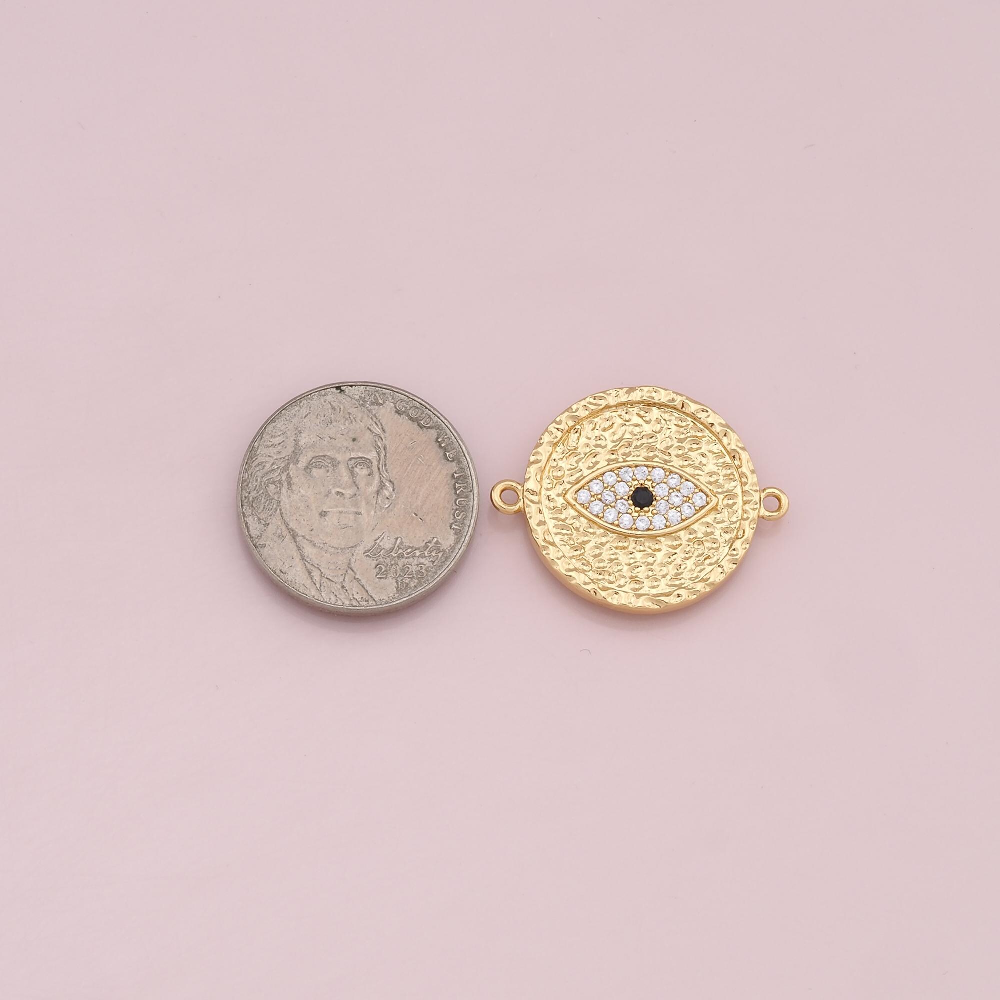 Evil Eye Connector Charms,18k Gold Filled Evil Eye Pendant,cz Micro ...
